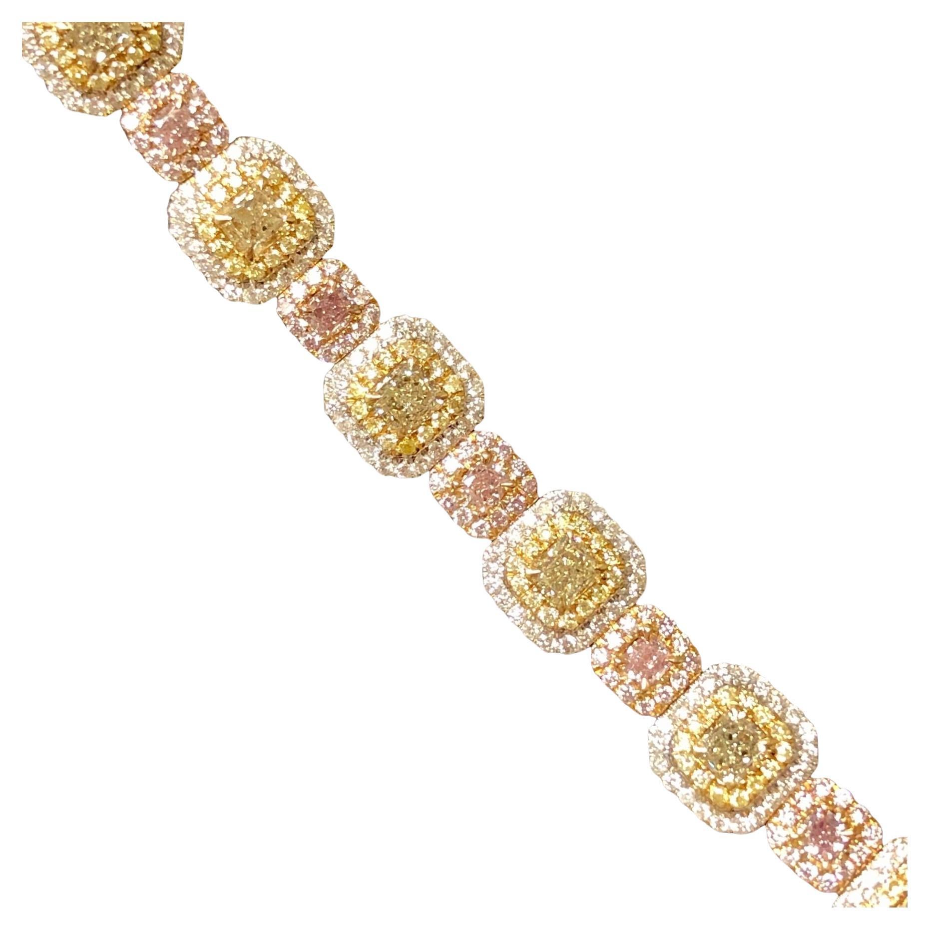 18 Karat Natural Fancy Color Diamond 'Pink, Yellow, Orange' Shapes ...