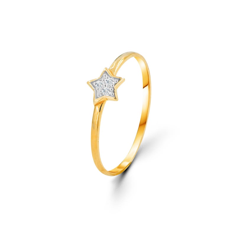Customizable 18k Gold 0.03 Carat Diamond Star Shaped Engagement Ring ...