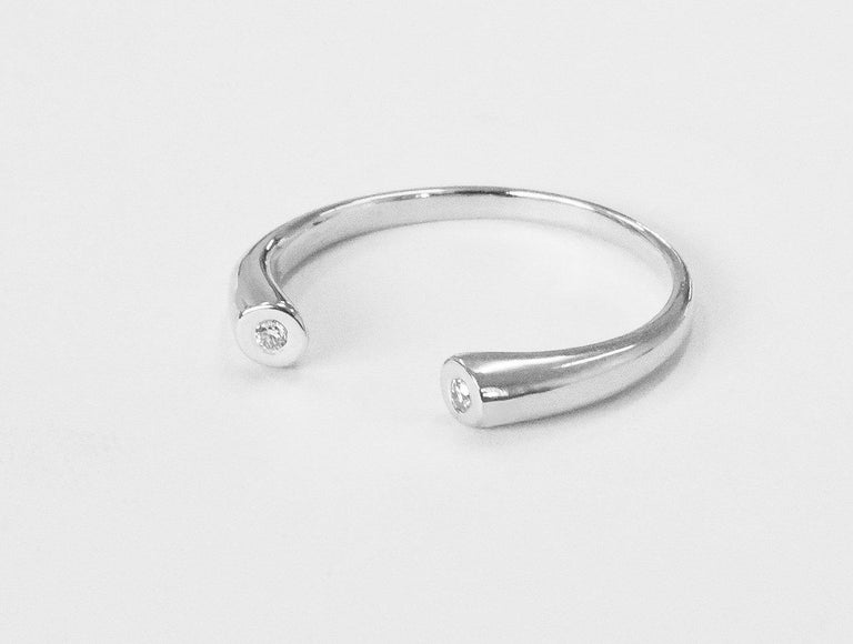 Customizable 18k Gold 0.04 Carat Two Diamond Open Cuff Ring For Sale at ...