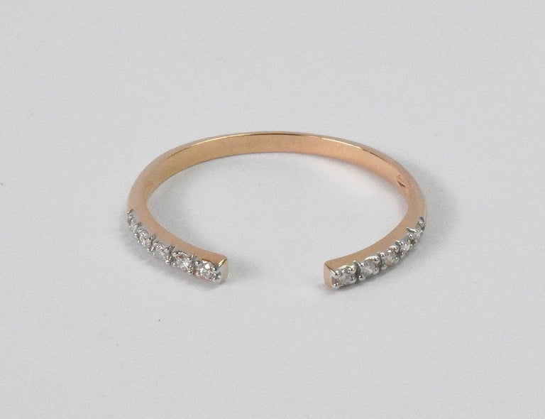 Customizable 18k Gold 0.07 Carat Diamond Open Stacking Ring Ring For ...