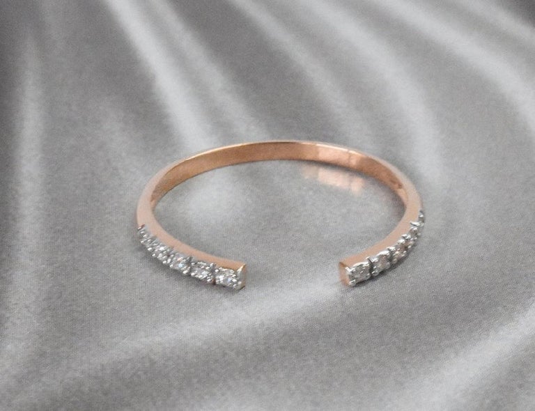 Customizable 18k Gold 0.07 Carat Diamond Open Stacking Ring Ring For ...