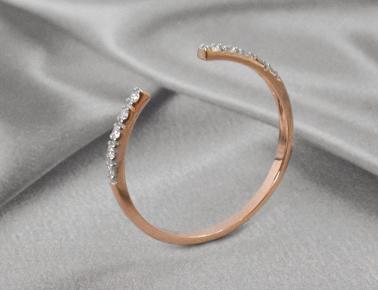 Customizable 18k Gold 0.07 Carat Diamond Open Stacking Ring Ring For ...