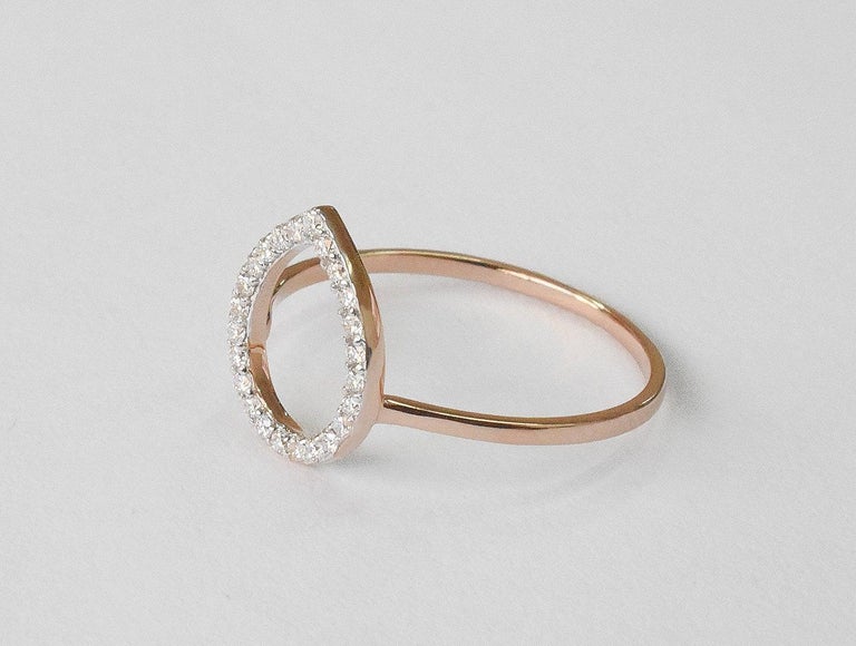 Customizable 18k Gold 0.18 Carat Diamond Pear shape open Ring For Sale ...