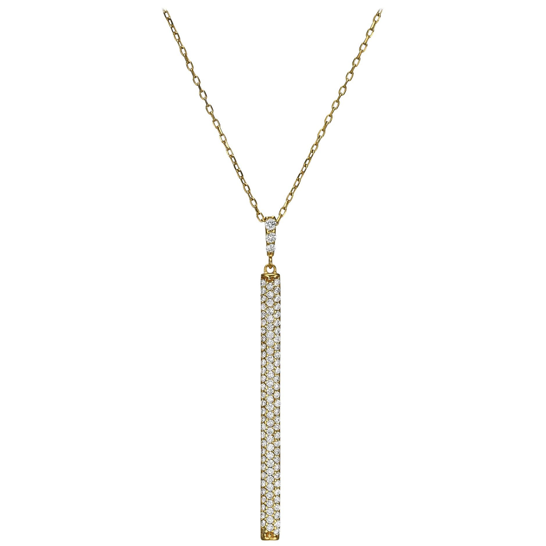 Vertical Diamond Gold Bar Pendant For Sale at 1stDibs