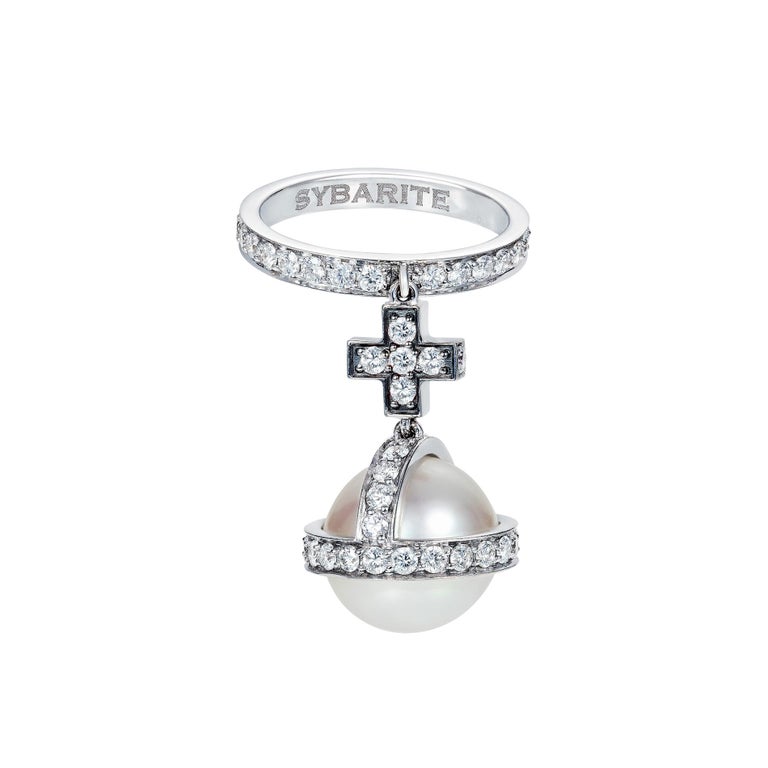 Sybarite Sceptre Ring in White Gold with White Diamonds, Sapphires and ...