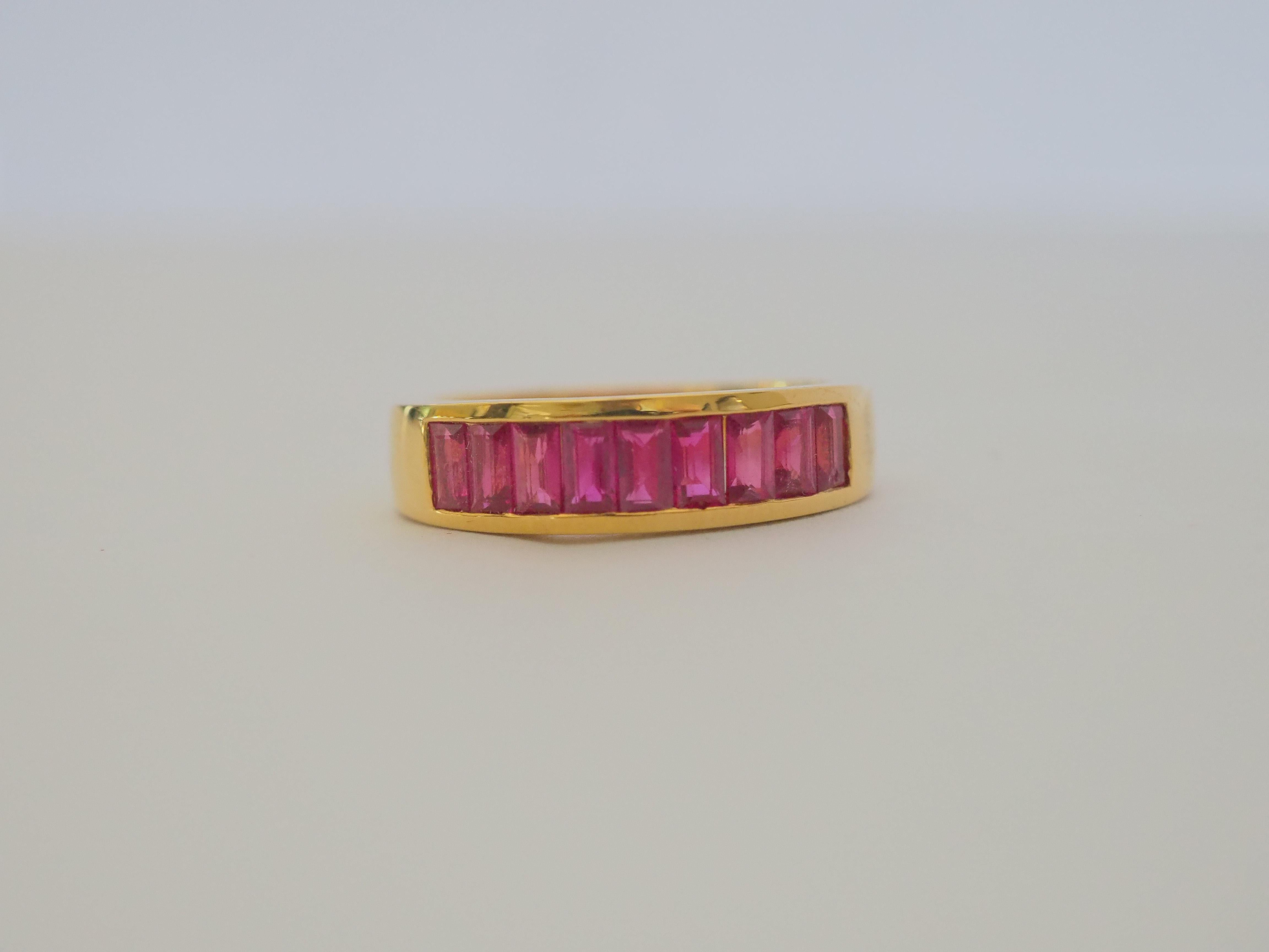 18K Gold 1.80ct Baguette Ruby Band Ring at 1stDibs