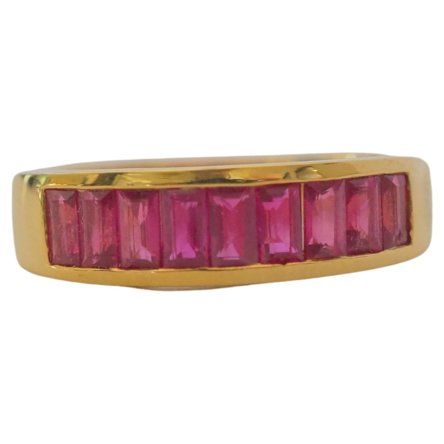 18K Gold 1.80ct Baguette Ruby Band Ring at 1stDibs