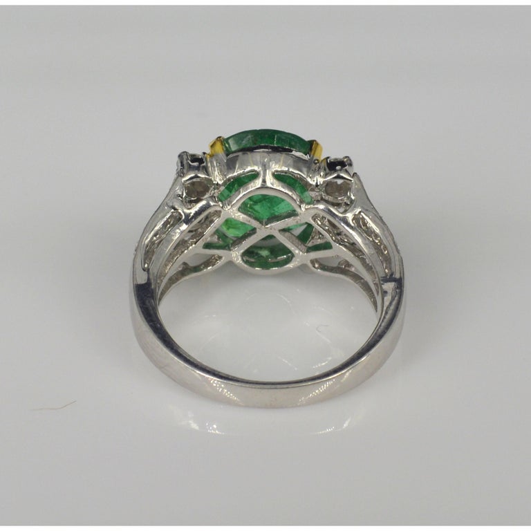 Customizable 18K Gold 4.2 Carat Emerald Engagement Ring, Emerald ...