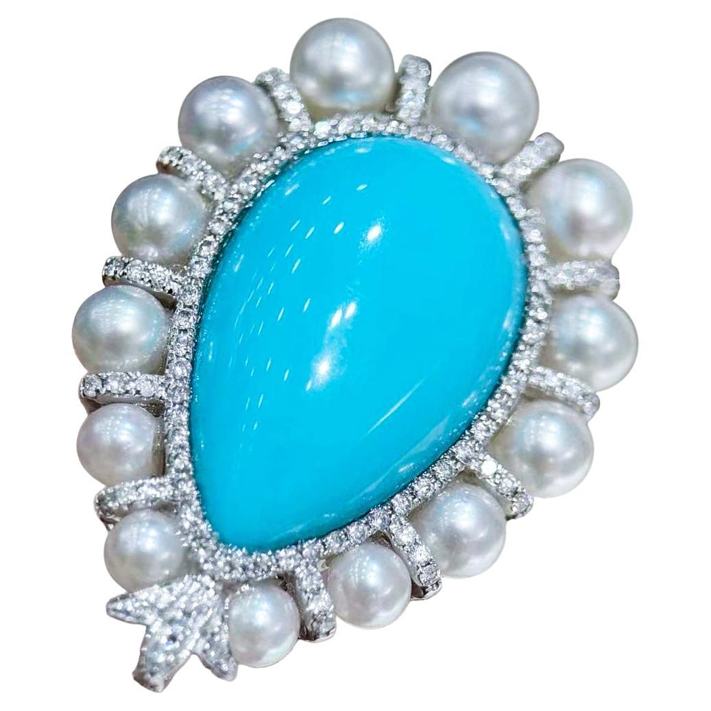 Gucci Diamond Turquoise Pearl Horsebit Bee 18k Gold Ring For Sale at ...