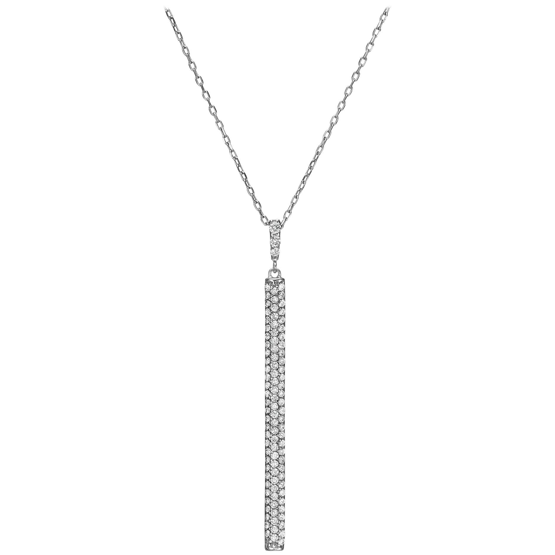 Vertical Diamond Gold Bar Pendant For Sale at 1stDibs