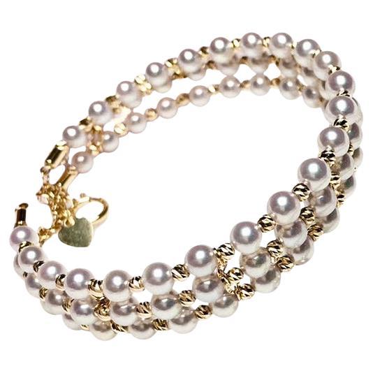 Ribbon Weave Baby Akoya Pearl Triple-Strand Bracelet For Sale at 1stDibs