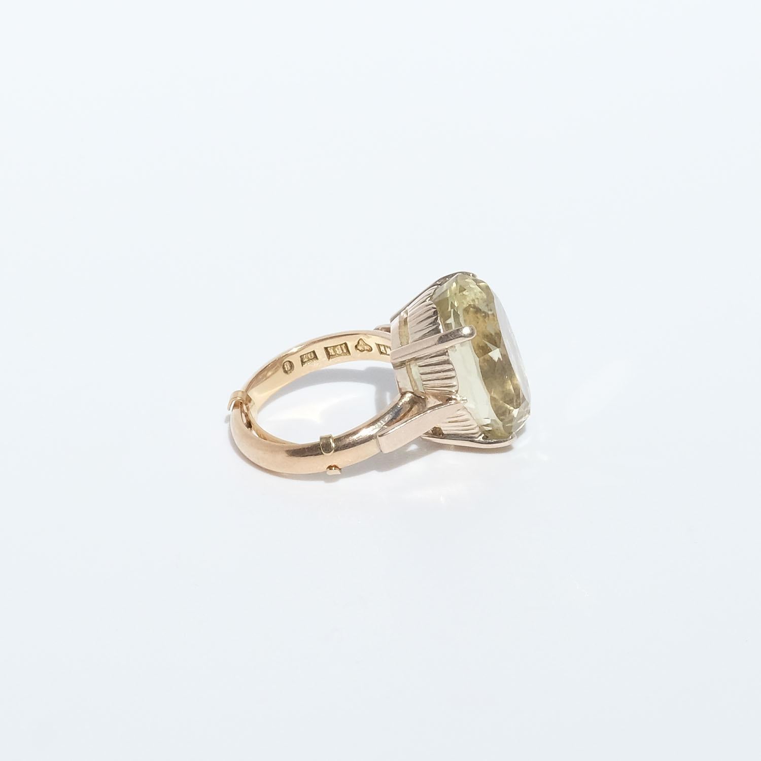 18k Gold and Citrine Ring Made Year 1916 by Swedish Master Daniel ...