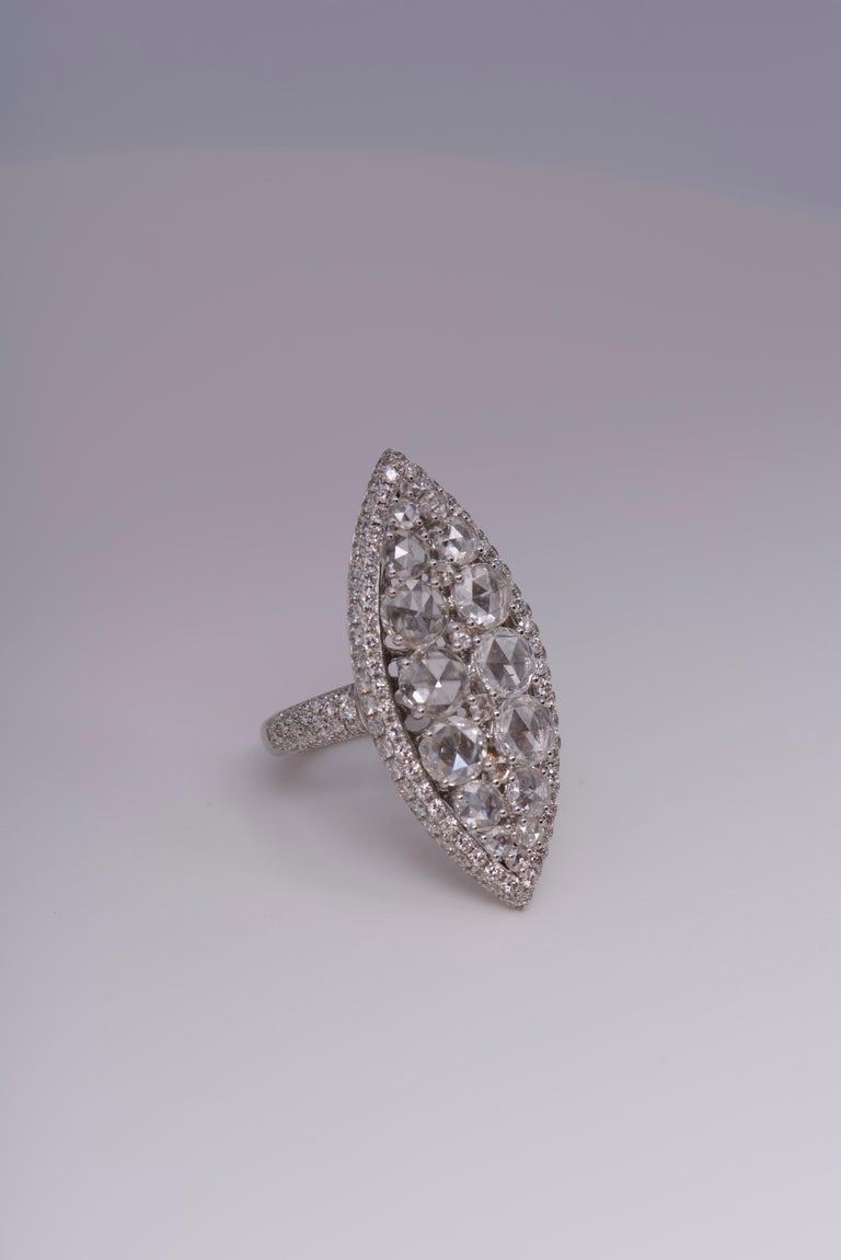 18K Gold and Diamond Navette Shaped Ring For Sale at 1stDibs | navette ...