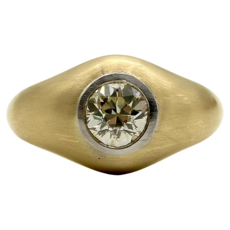 18K Gold and Old European Cut Diamond Signature Gypsy Ring For Sale at ...