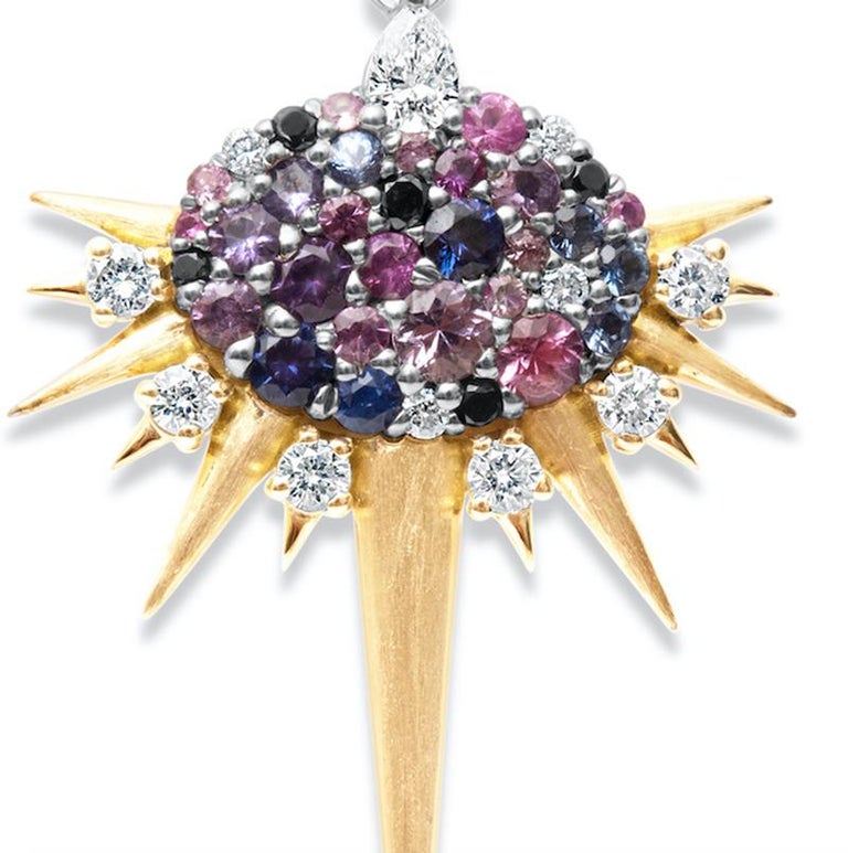 18 Karat Gold and Sapphire Diamond Spike Drop Earrings by Harlin Jones ...
