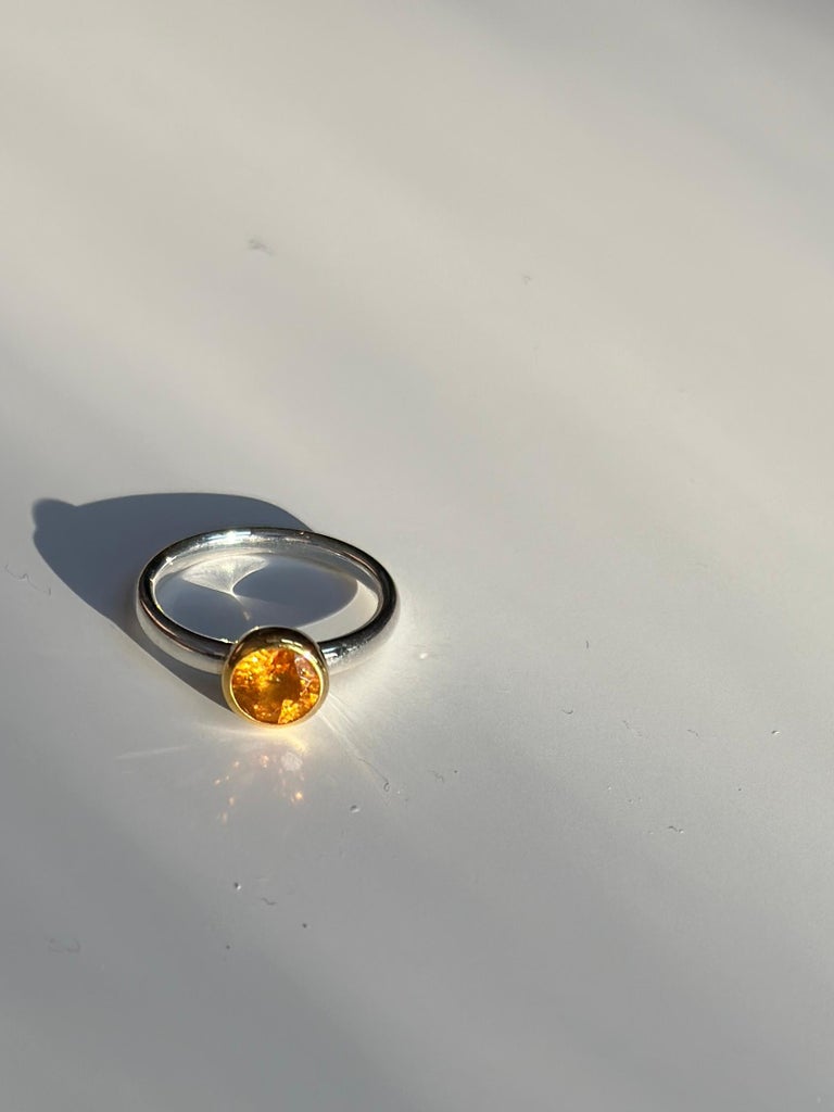 18k Gold and Silver Mixed Setting 1.3ct Spessartine Ring For Sale at ...