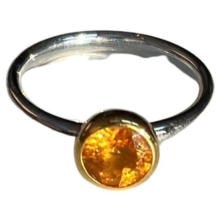18k Gold and Silver Mixed Setting 1.3ct Spessartine Ring For Sale at ...