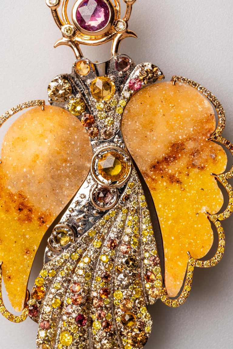 18k Gold and Sterling Silver Angel Brooch and Earring Jackets with ...