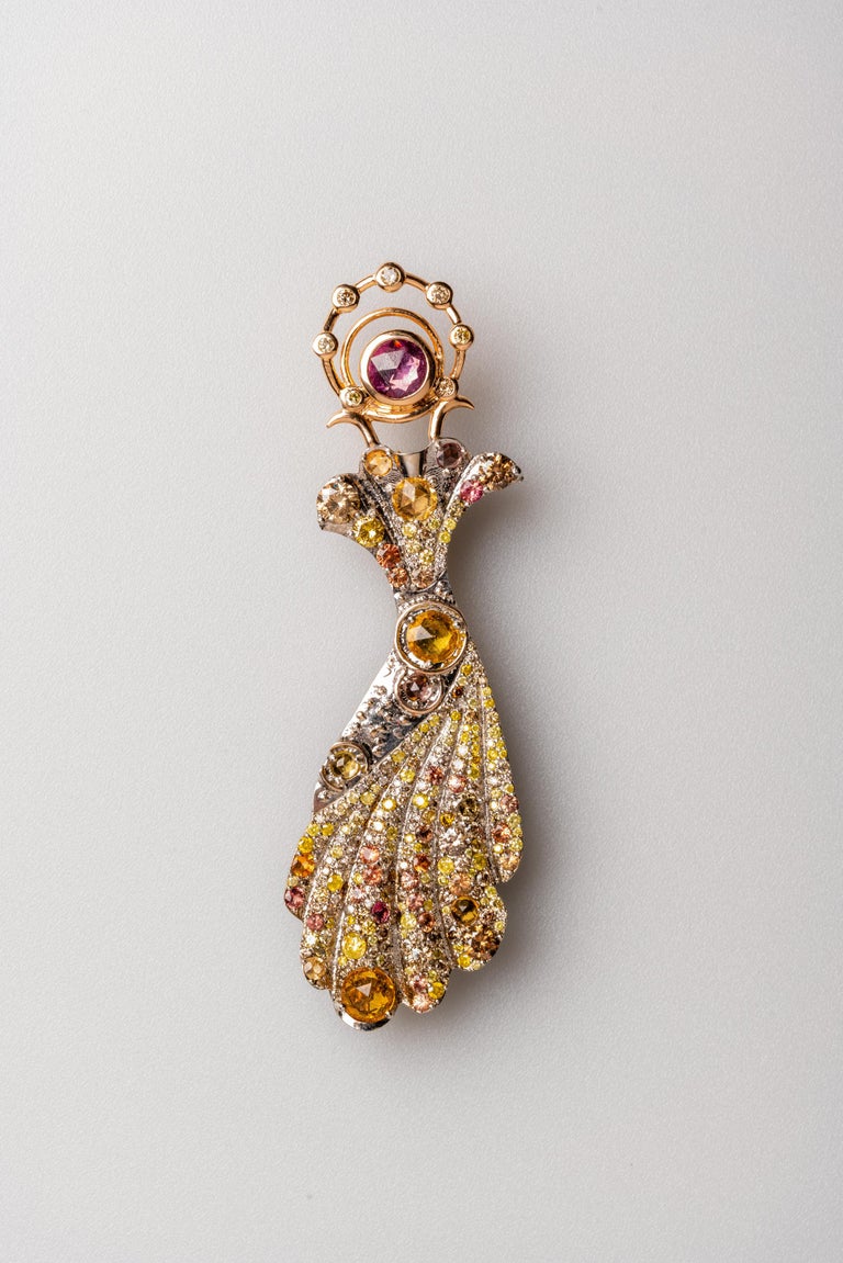 18k Gold and Sterling Silver Angel Brooch and Earring Jackets with ...