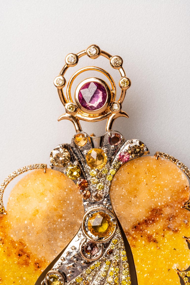 18k Gold and Sterling Silver Angel Brooch and Earring Jackets with ...