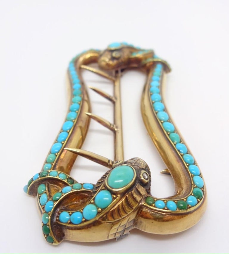 18 Karat Gold and Turquoise Snake Belt Buckle, circa 1845 For Sale at ...