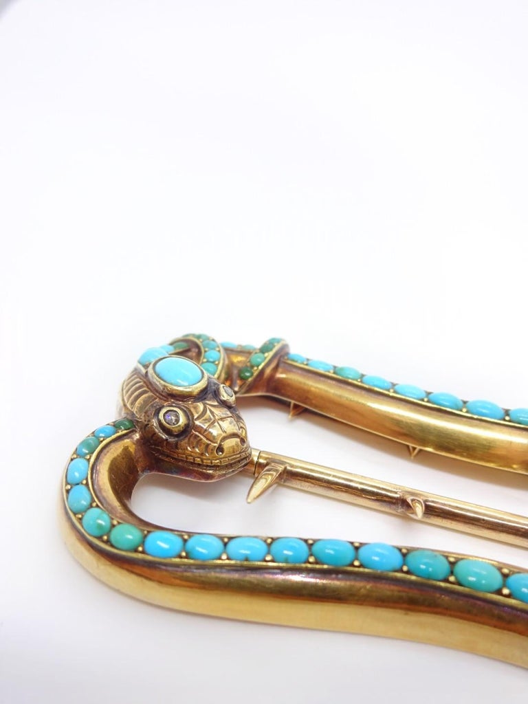 18 Karat Gold and Turquoise Snake Belt Buckle, circa 1845 For Sale at ...