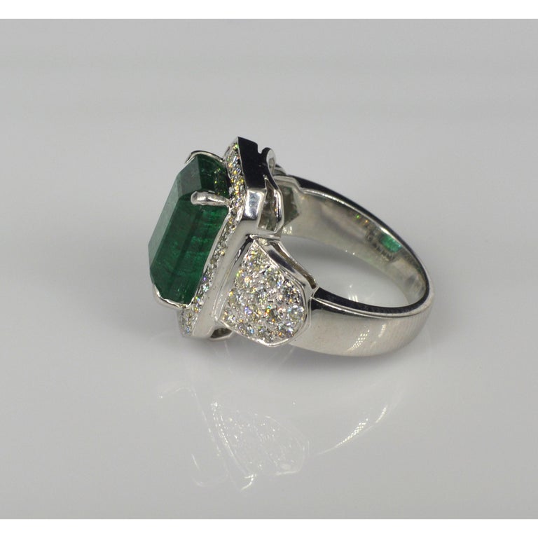 Customizable 18K Gold Antique Emerald Engagement Ring, Emerald Statement Ring For Sale at 1stDibs