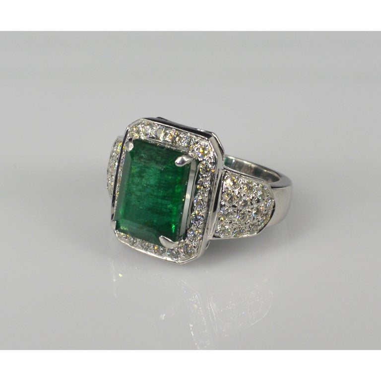 Customizable 18K Gold Antique Emerald Engagement Ring, Emerald ...