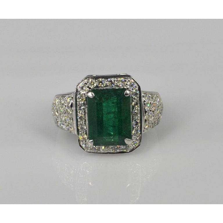 Customizable 18K Gold Antique Emerald Engagement Ring, Emerald ...