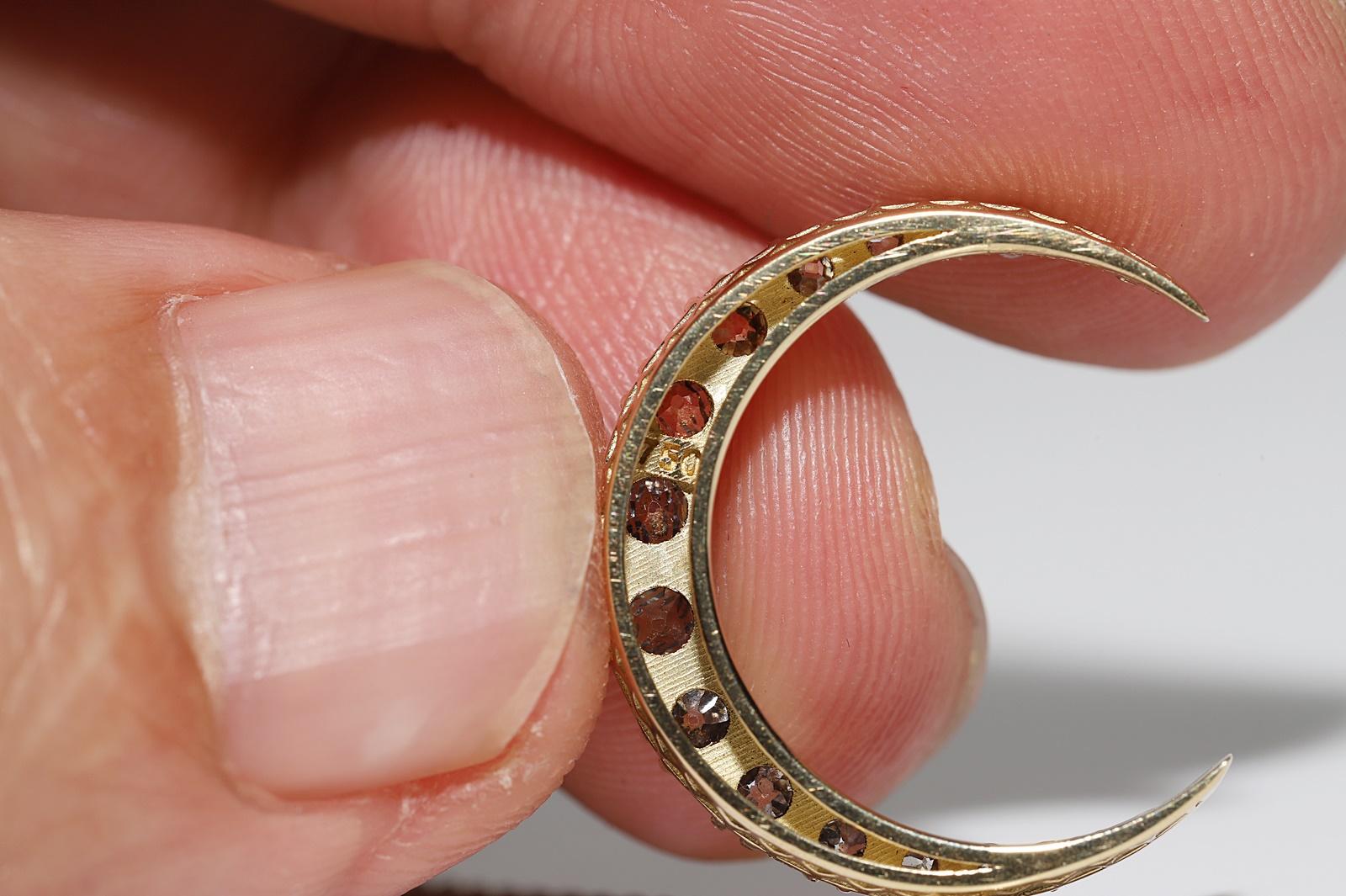 18k Gold Antique Style New Made Natural Old Cut Diamond Decorated Moon ...