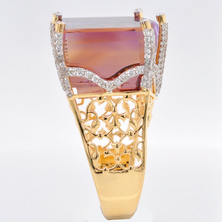 18k Gold Bolivian Ametrine Taj Mahal Intaglio Undercarving Diamond ...