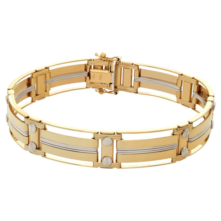 18k Gold Bracelet with Unique Design and Screws For Sale at 1stDibs