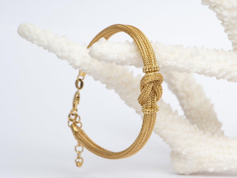 18K Gold Braided Woven Knot Bracelet 8.13g For Sale at 1stDibs