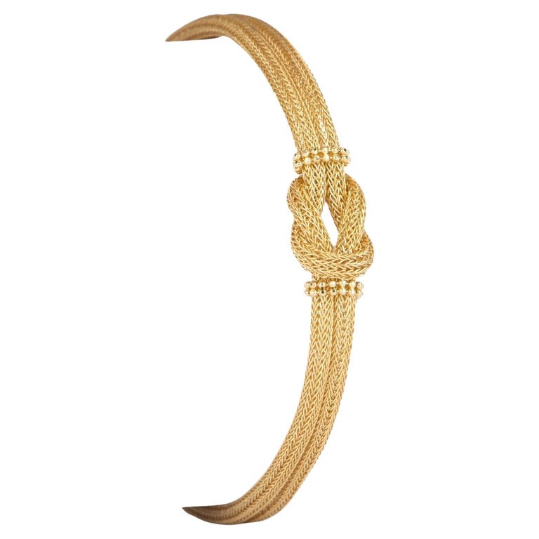 18K Gold Braided Woven Knot Bracelet 8.13g For Sale at 1stDibs