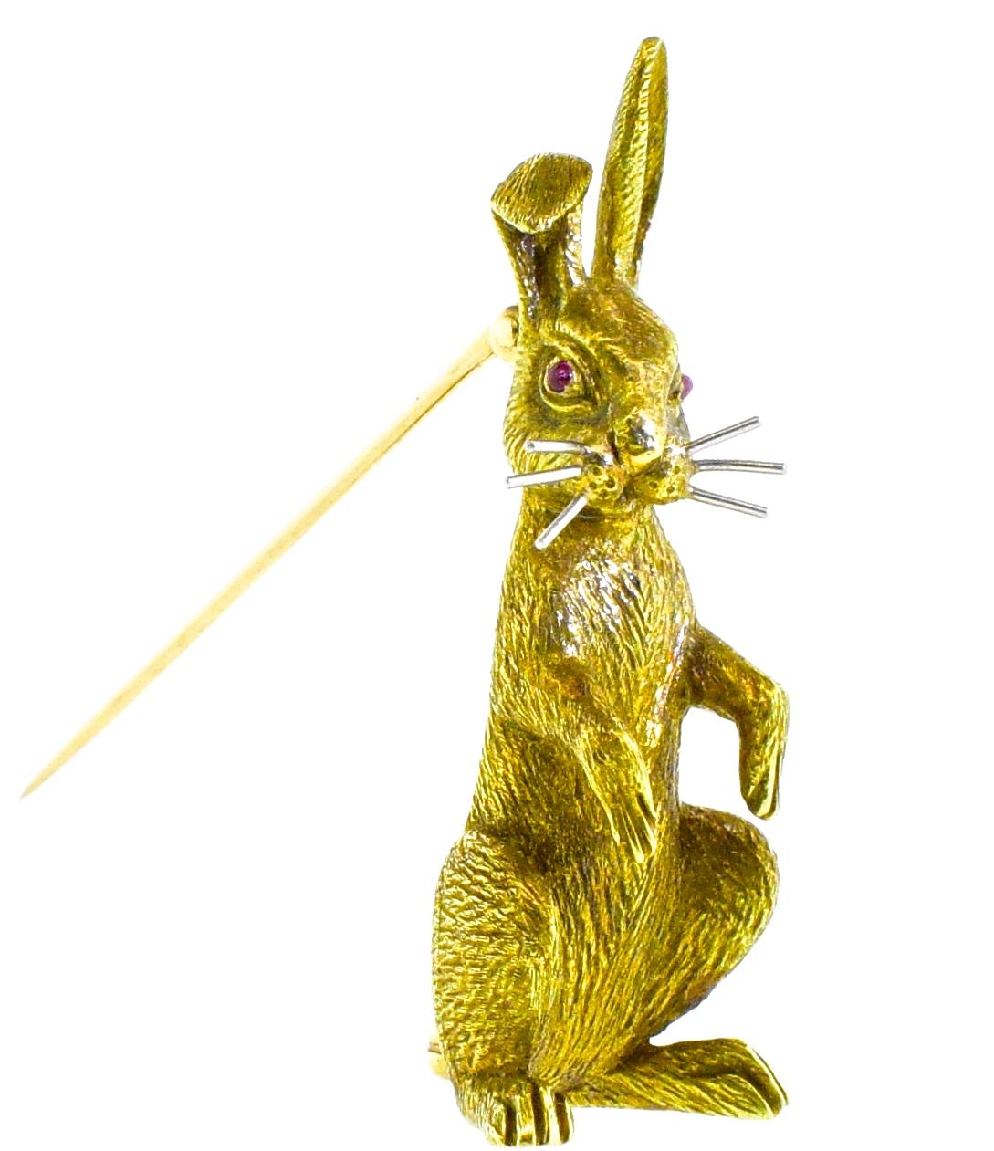 18 Karat Gold Bunny Rabbit brooch, circa 1960 at 1stDibs
