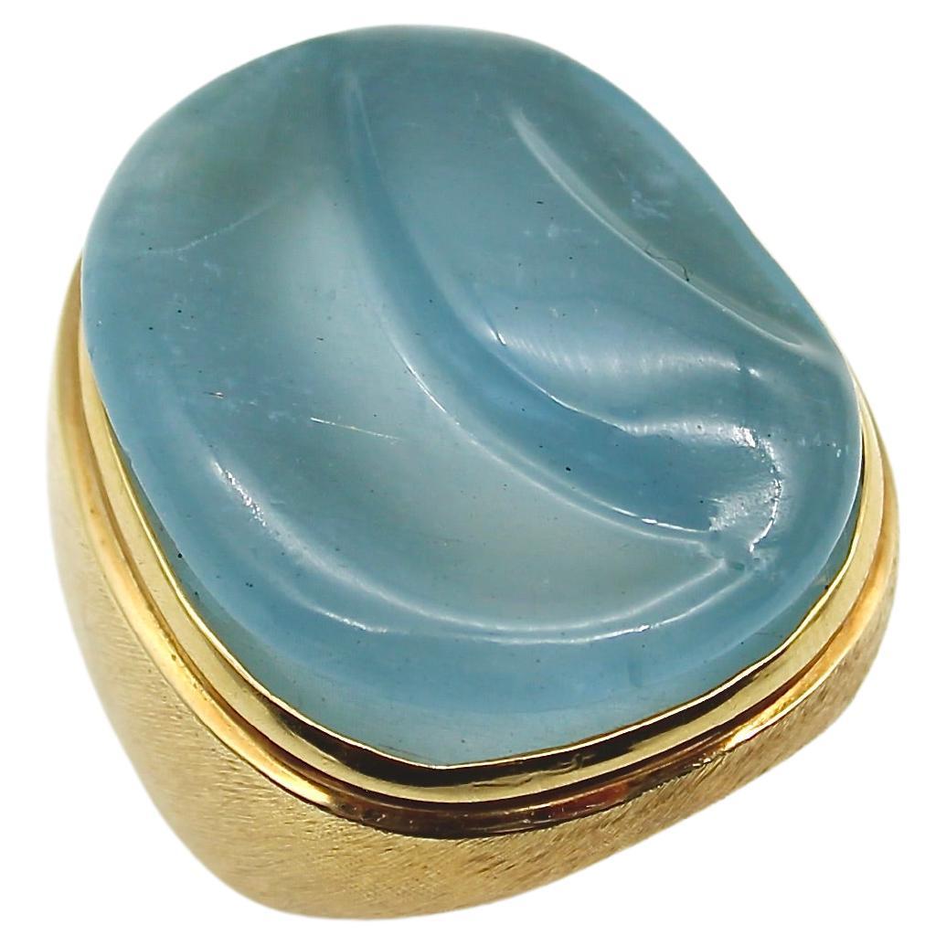 Modernist 18K Gold and Sterling Silver Ofiesh Aquamarine Ring For Sale ...