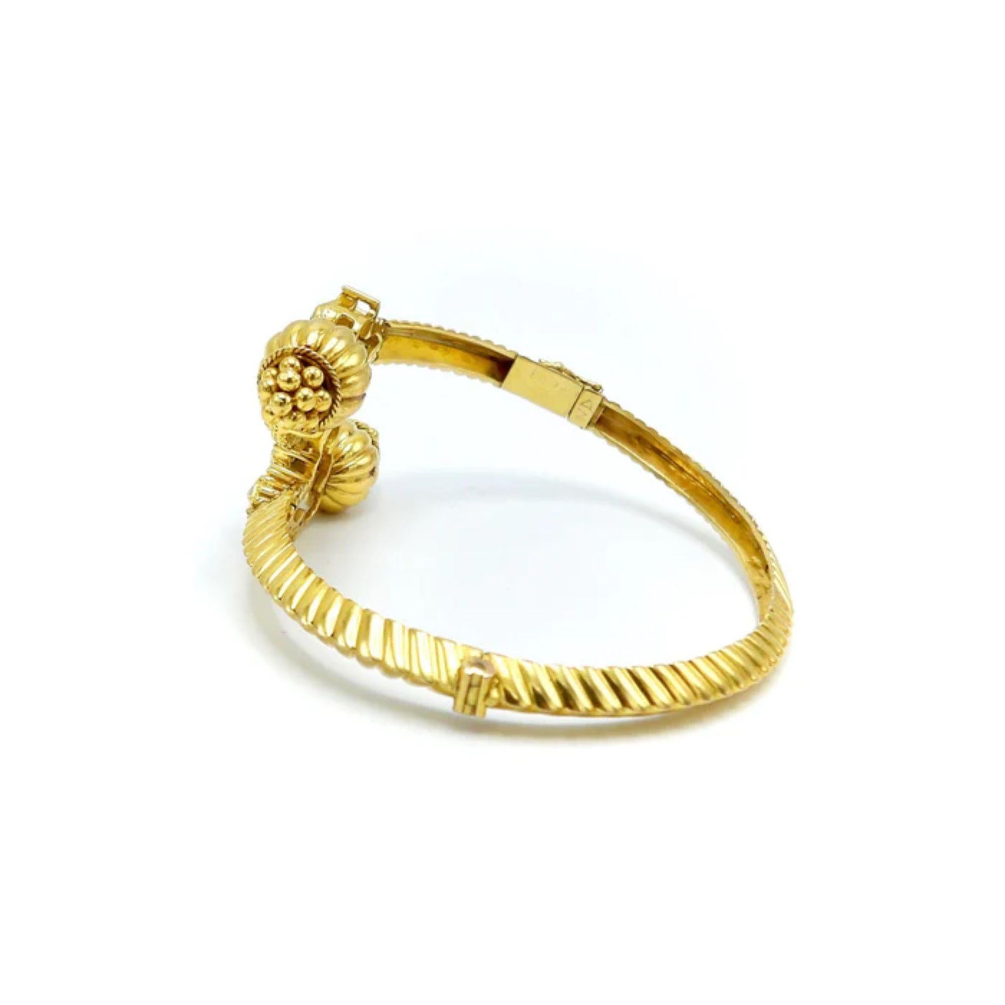 18k Gold Bypass Bracelet with Diamonds and a Ruby from India For Sale ...
