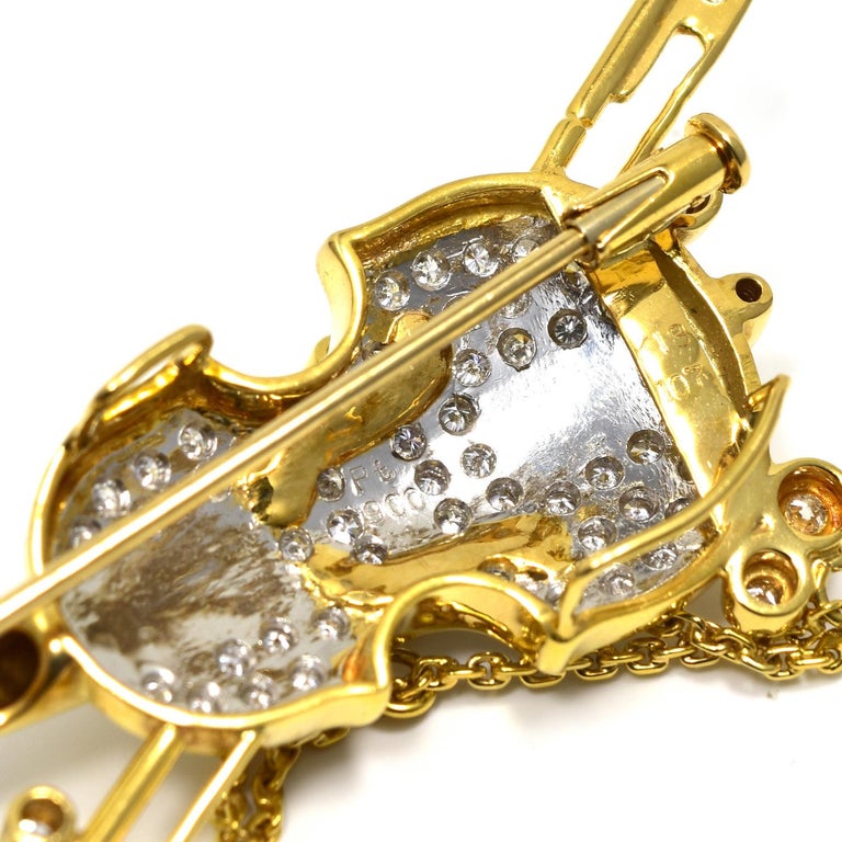 18 Karat Gold Cello Pin For Sale at 1stDibs
