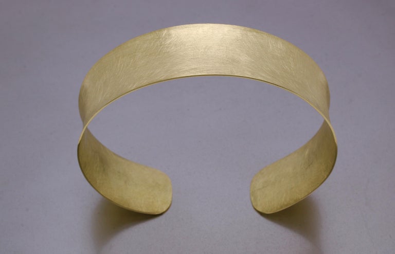 18k Gold Concave Cuff Bracelet Satin Haystack Finish For Sale at 1stDibs