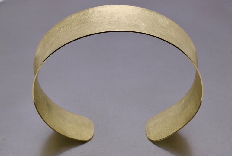 18k Gold Concave Cuff Bracelet Satin Haystack Finish For Sale at 1stDibs