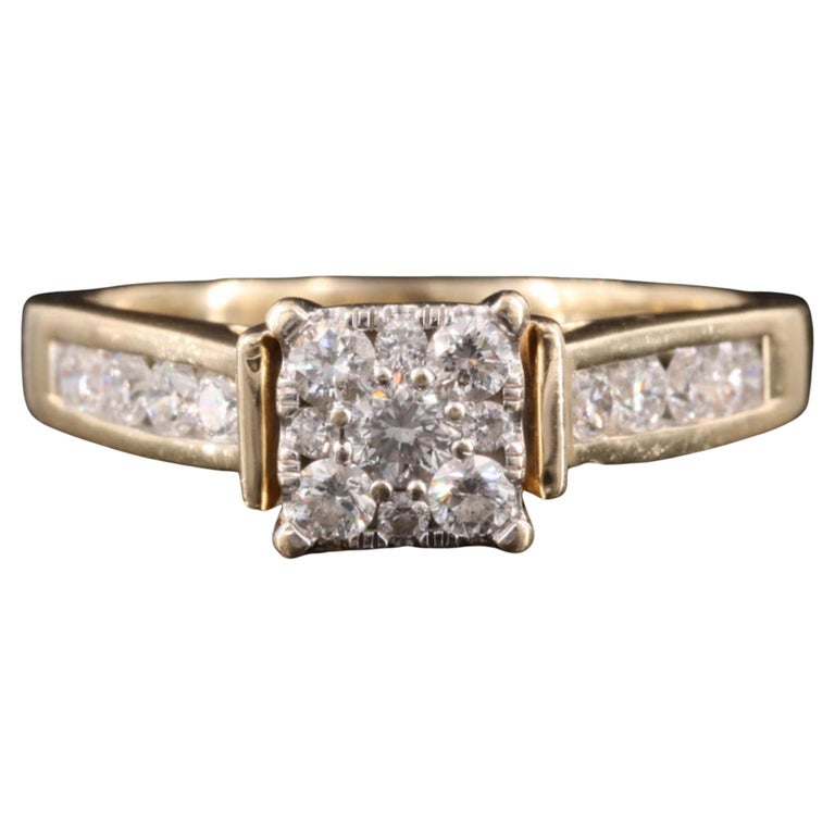 Customizable 18K Gold Cushion Cut Diamonds Engagement Ring Set For Sale ...