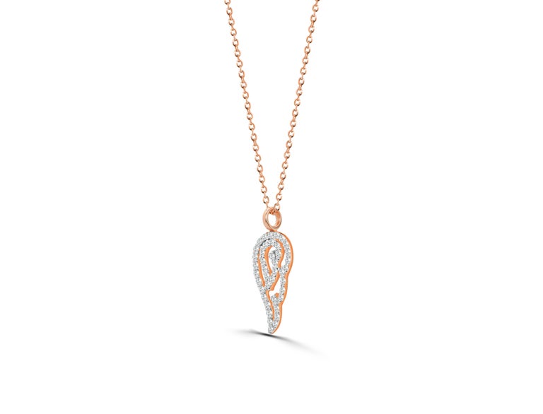 18k Gold Diamond Angel Wing Necklace Angel Protect Charm Pendant For ...