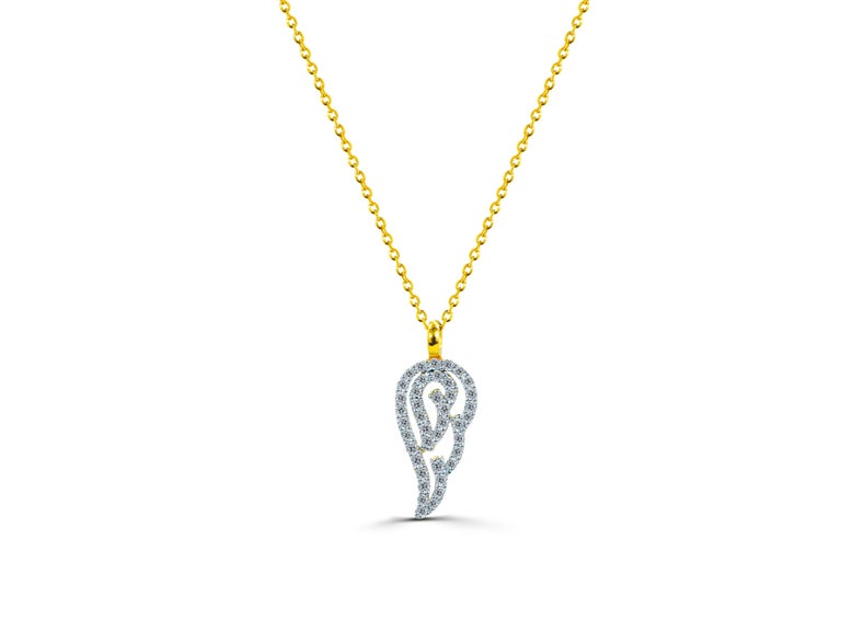 18k Gold Diamond Angel Wing Necklace Angel Protect Charm Pendant For ...