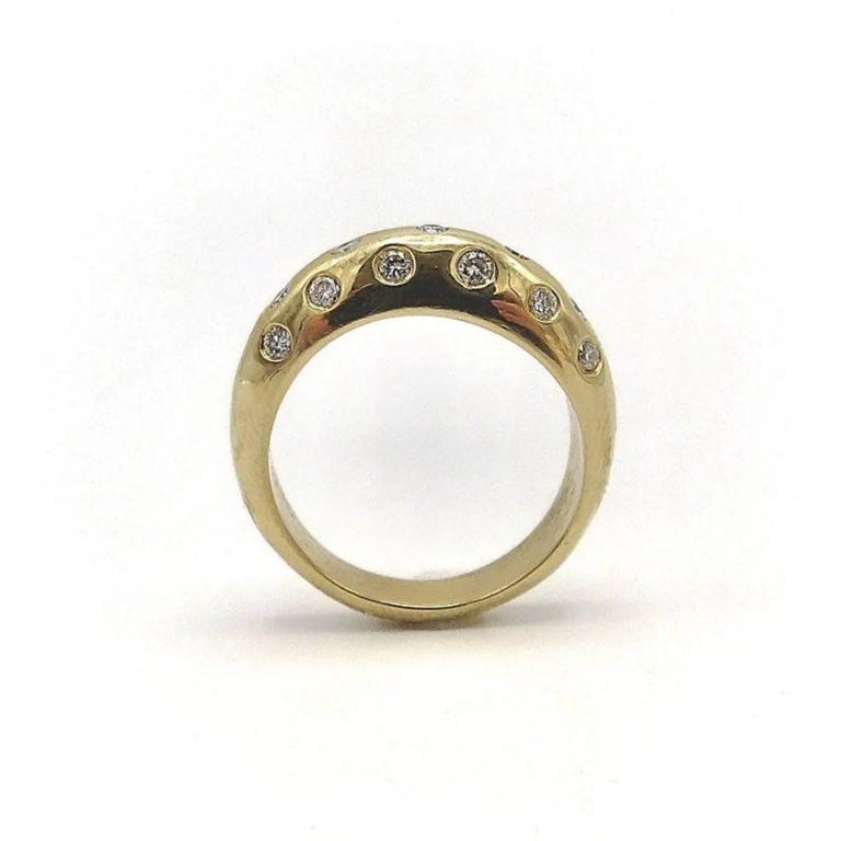 18K Gold Diamond Contemporary Dome-Shaped Ring For Sale at 1stDibs