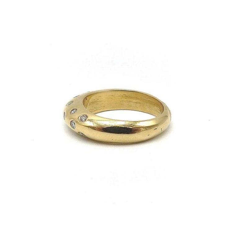 18K Gold Diamond Contemporary Dome-Shaped Ring For Sale at 1stDibs