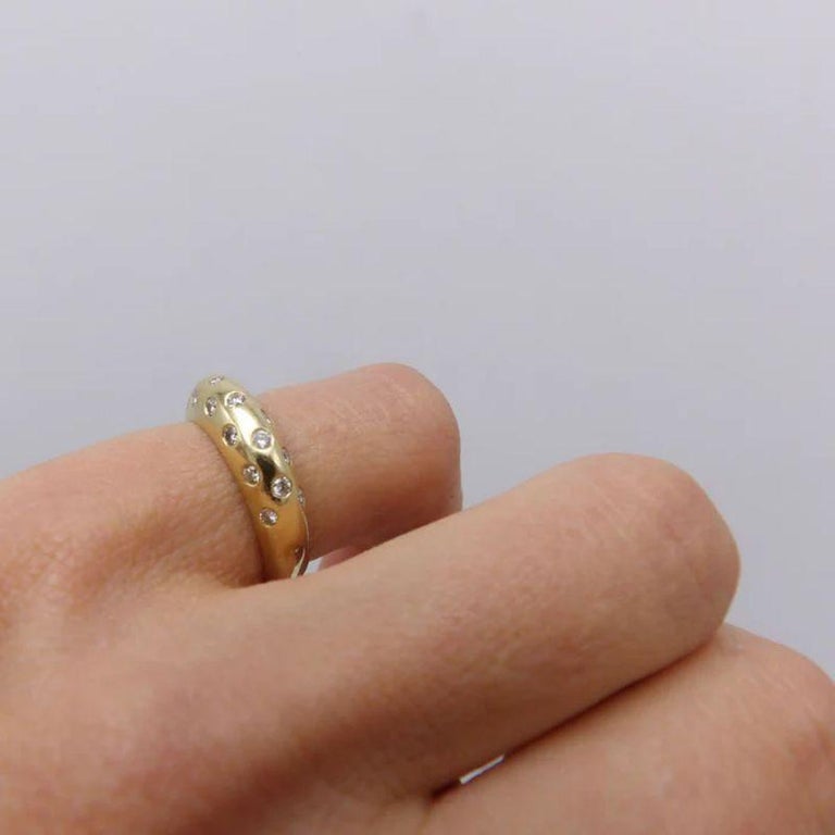 18K Gold Diamond Contemporary Dome-Shaped Ring For Sale at 1stDibs