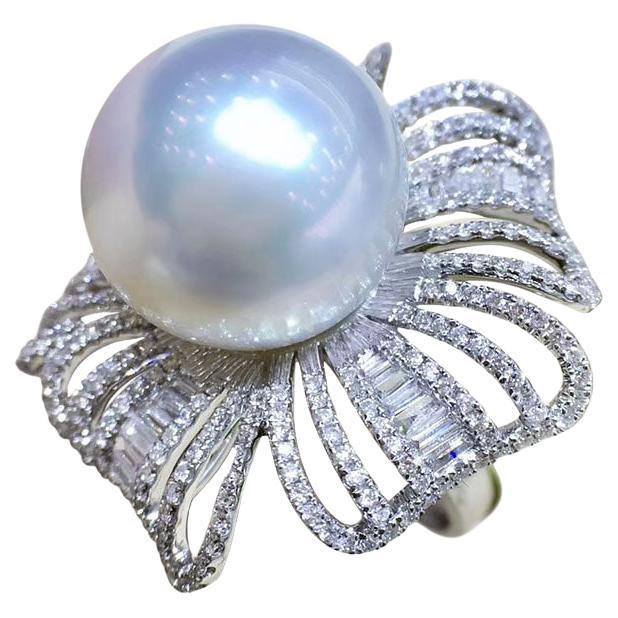 18k Gold 1.03ct Diamond Aurora 13-14mm South Sea Pearl Convertible Ring ...