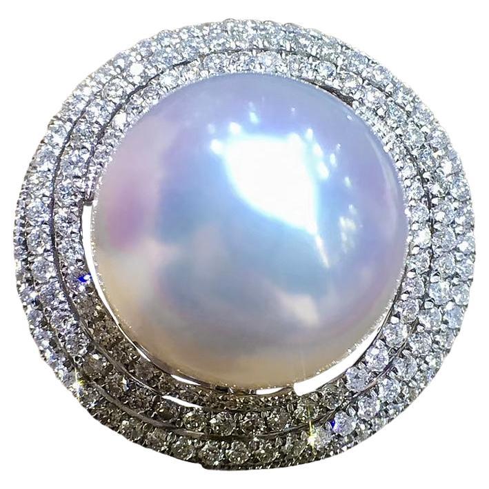 18k Gold Diamond Emerald Convertible Aurora 14-15mm South Sea Pearl ...