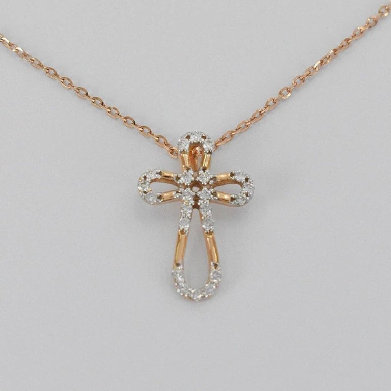 Collier de croix religieux en or 18 carats avec diamants - En vente sur ...