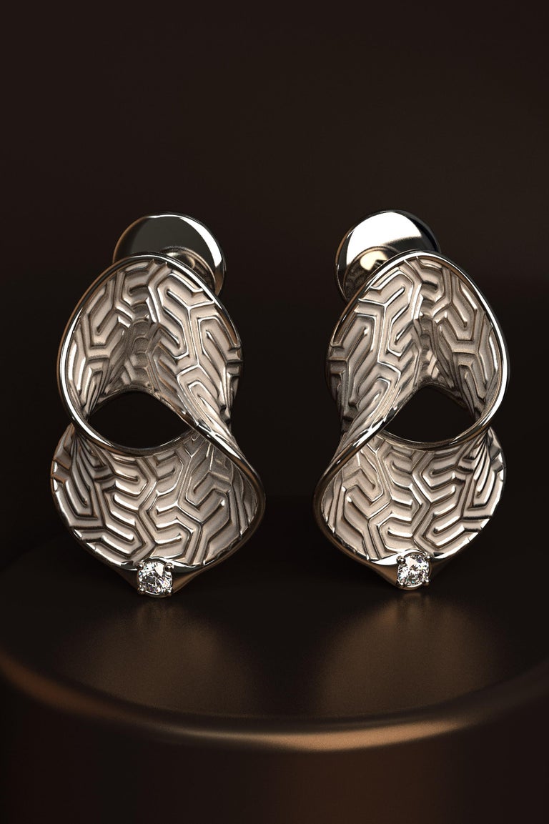 18k Gold Diamond Earrings Made in Italy by Oltremare Gioielli, Italian ...